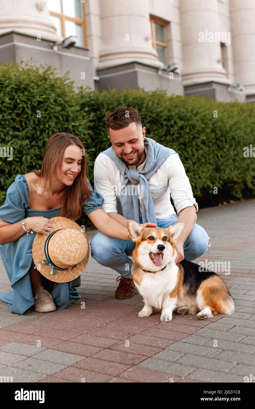Caucasian family couple petting cute hi-res stock photography and ...