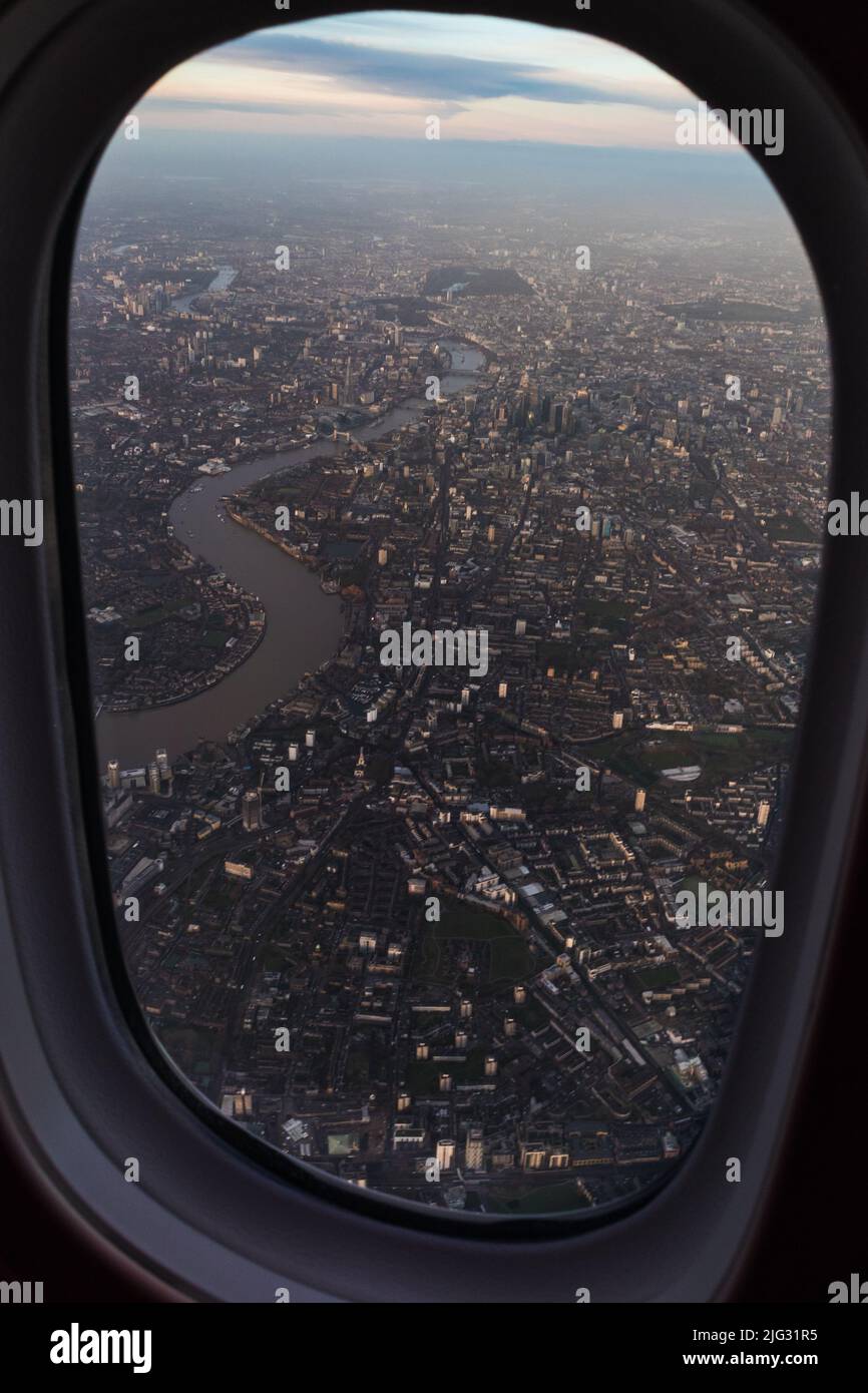 View of Central London through an aircraft window Stock Photo - Alamy