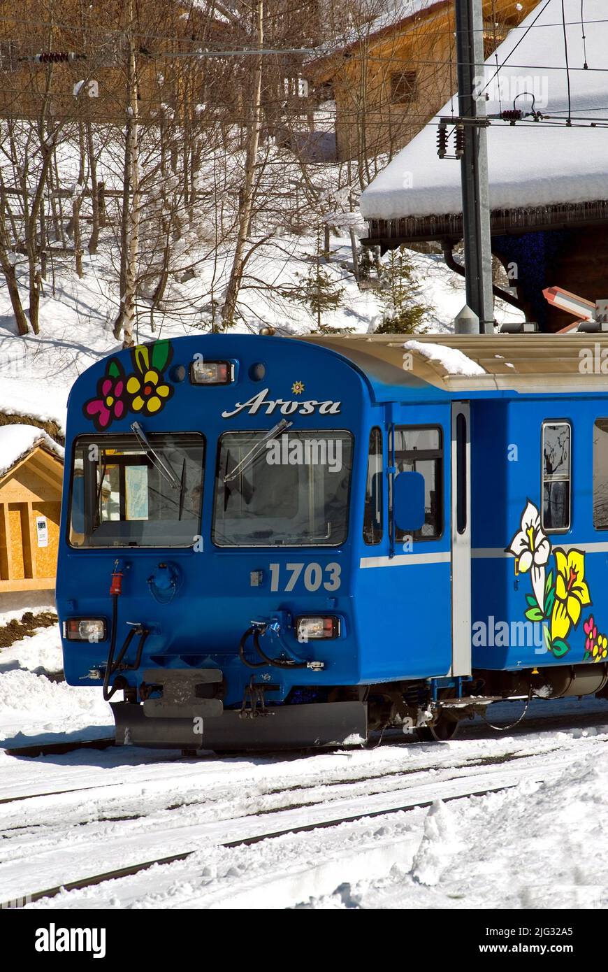 Arosa train at the Langwies station, Switzerland, Grisons, Arosa Stock ...