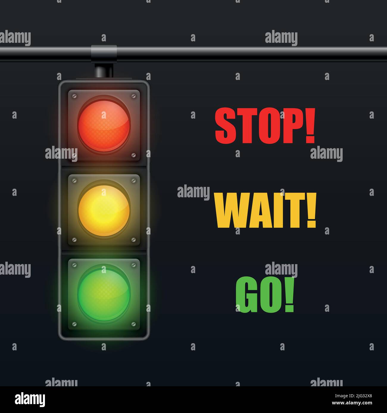 Vector 3d Realistic Detailed Road Traffic Lights Isolated on Black ...