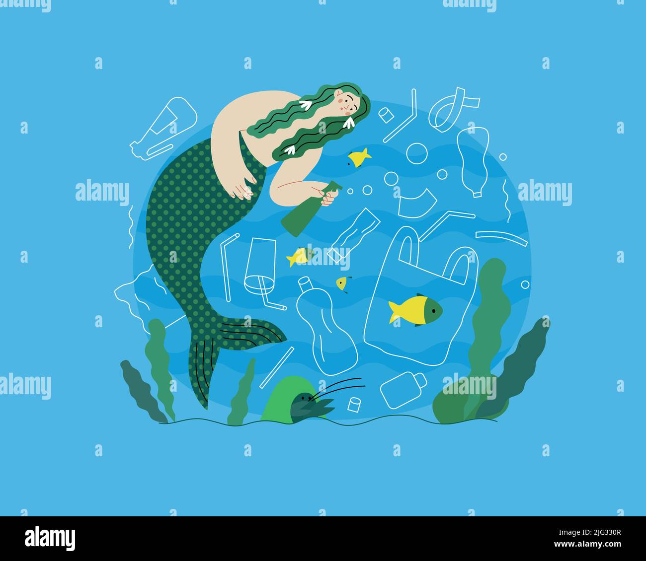Trash mermaid Stock Vector Images - Alamy