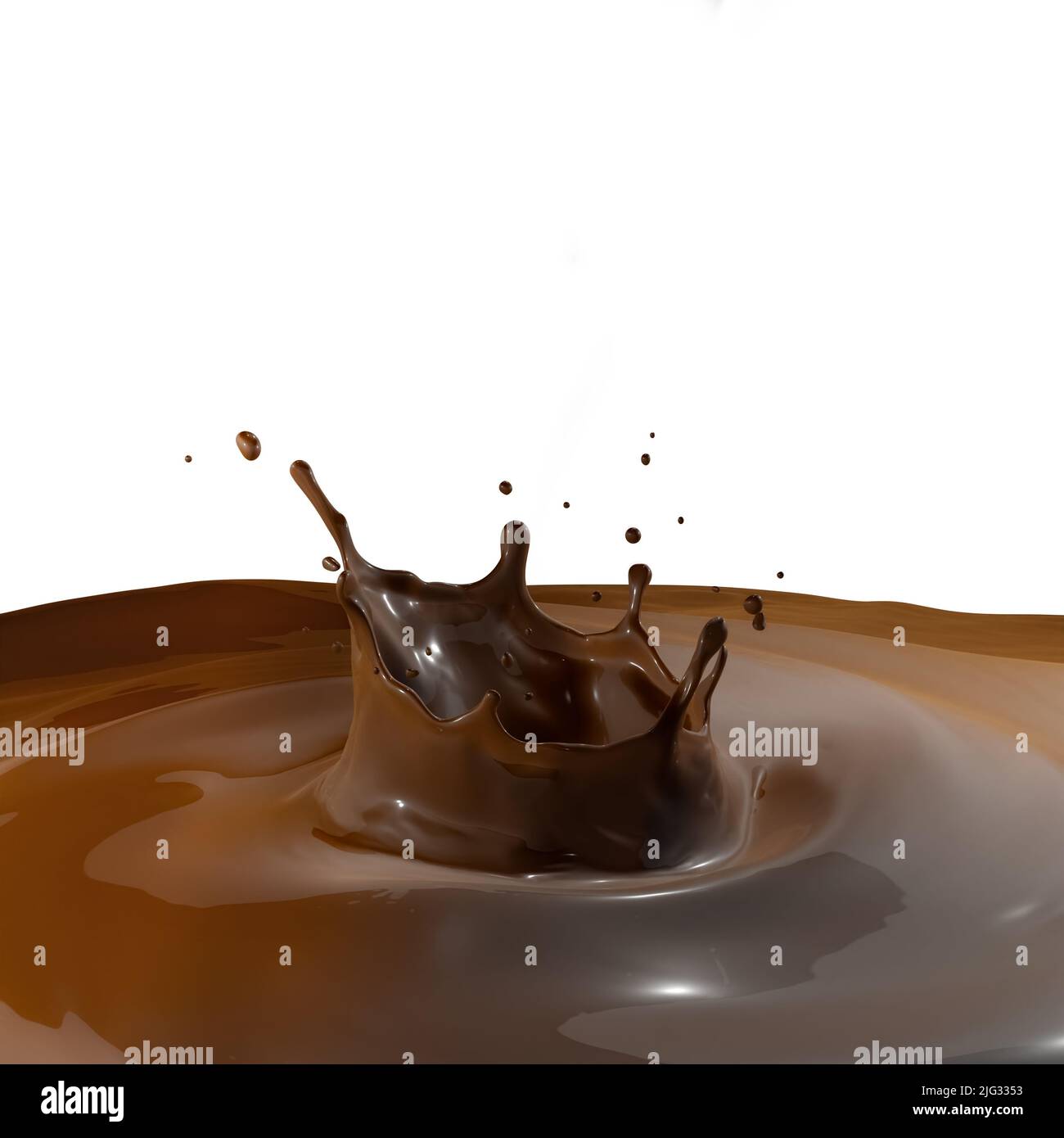 3D Rendering of Isolated Liquid Chocolate Splash with Swirling Ripple ...