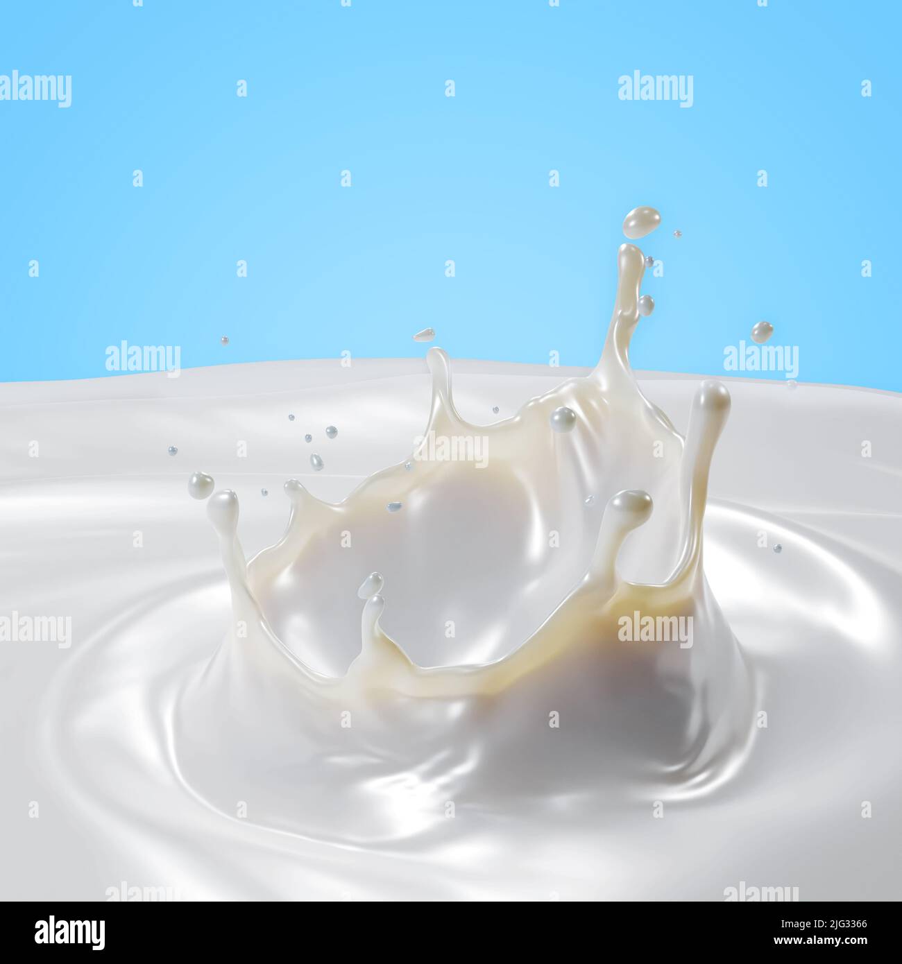 3D Rendering of Isolated Liquid Milk Splash with Swirling Ripple Stock ...