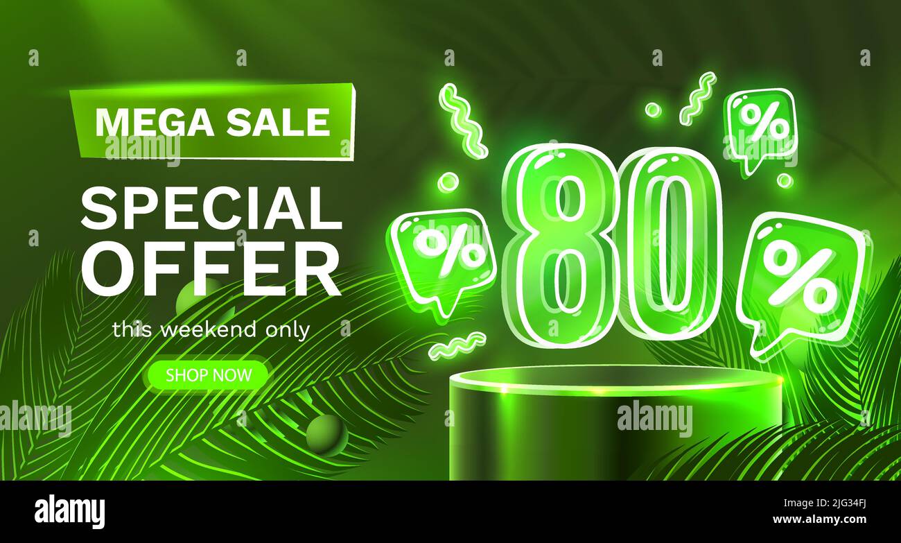 Neon 80 off sale banner sign hi-res stock photography and images - Alamy