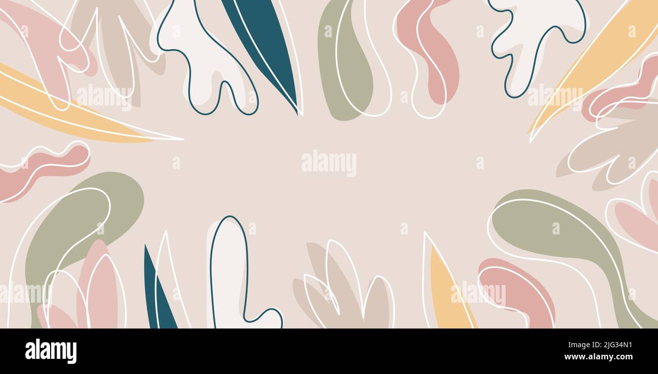 Abstract organic leaves shapes background. Hand drawn neutral colors ...