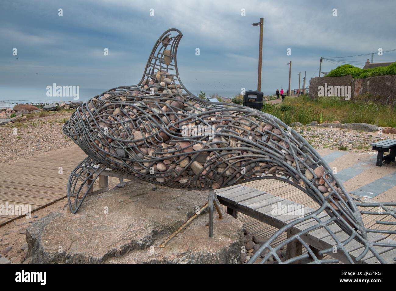 Stonehaven Bay boardwalk sculpture Stock Photo - Alamy