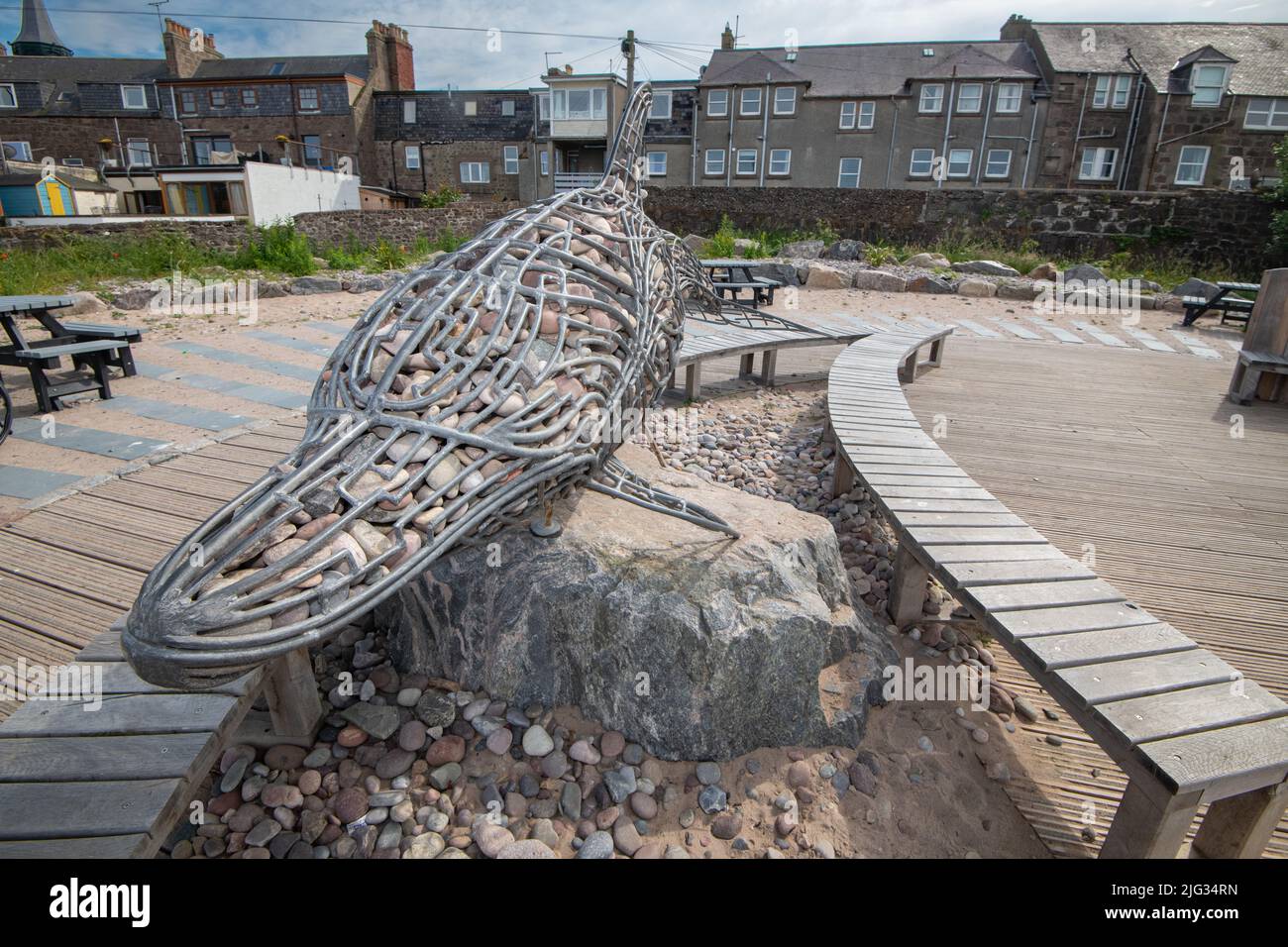 Stonehaven Bay boardwalk sculpture Stock Photo - Alamy