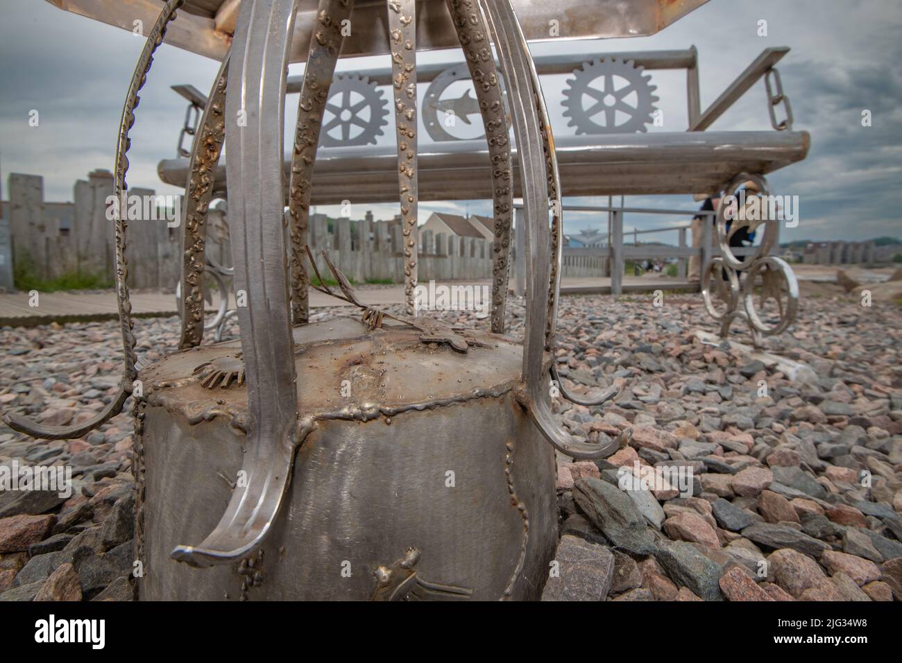 Stonehaven Bay boardwalk sculpture Stock Photo - Alamy