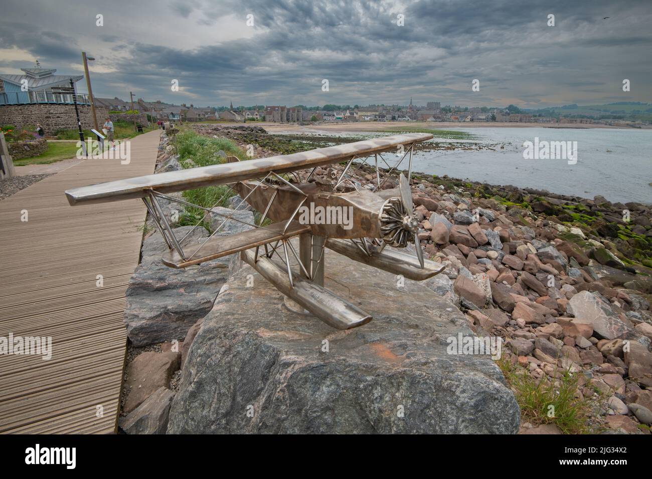 Stonehaven Bay boardwalk sculpture Stock Photo - Alamy