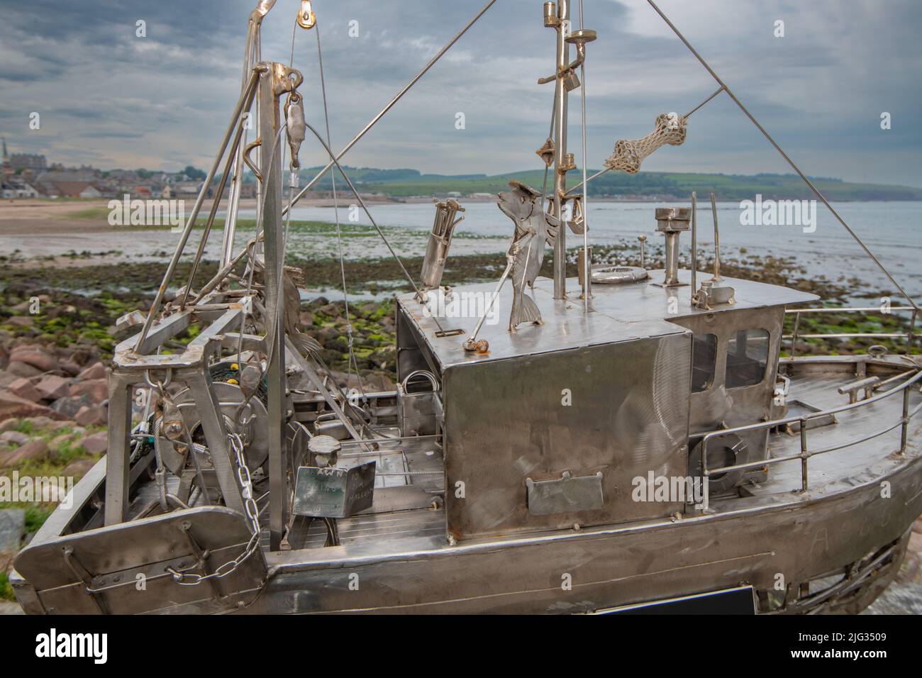 Stonehaven Bay boardwalk sculpture Stock Photo - Alamy