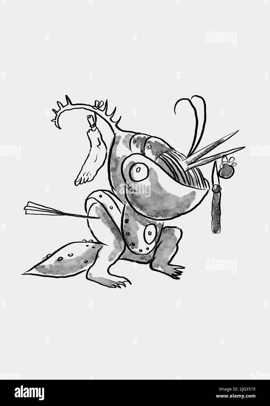 Hieronymus Bosch monster hand drawn art Stock Photo - Alamy