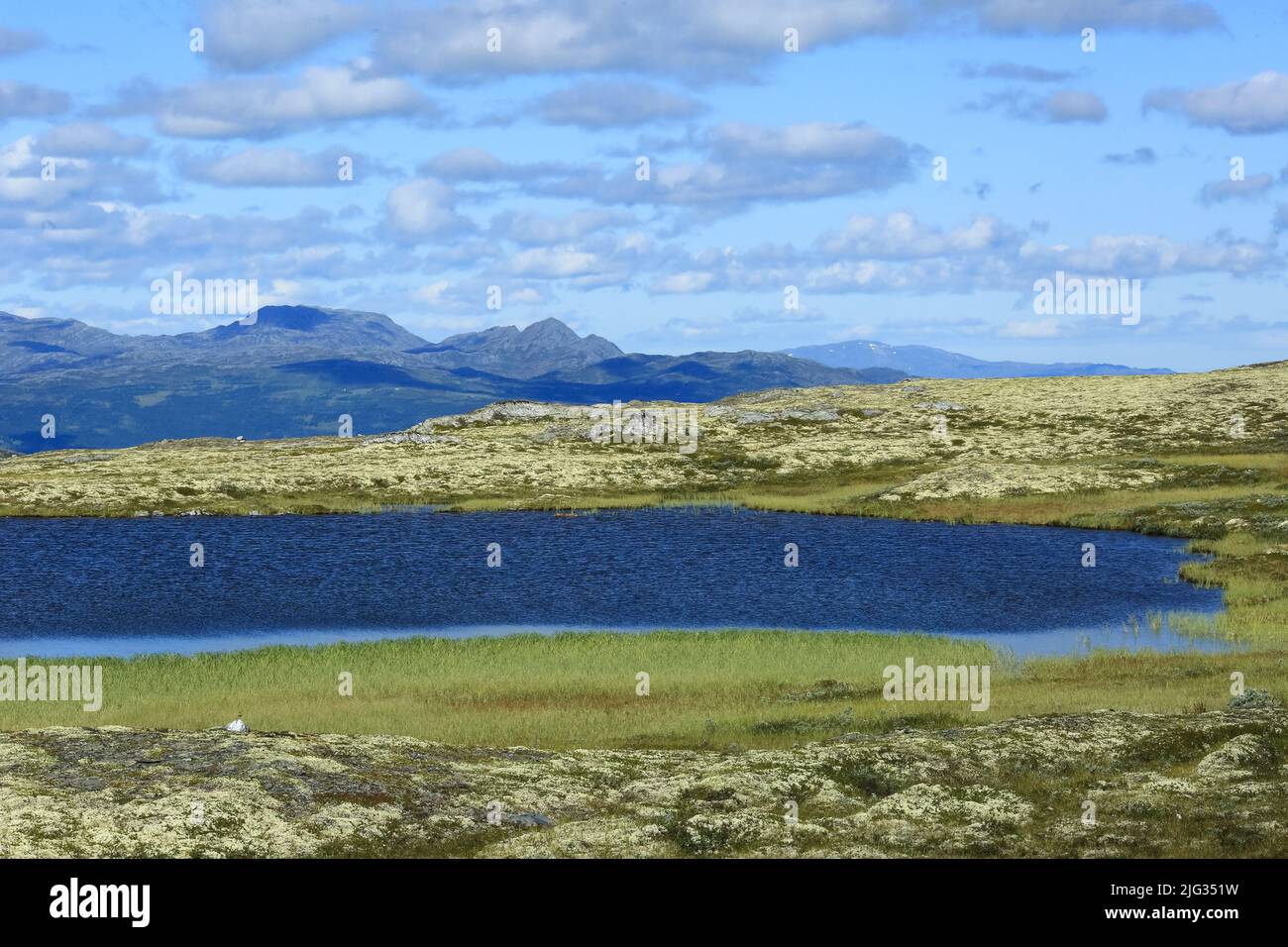 Aerial view of the mountains, lakes and swamp in the Innerdalen ...