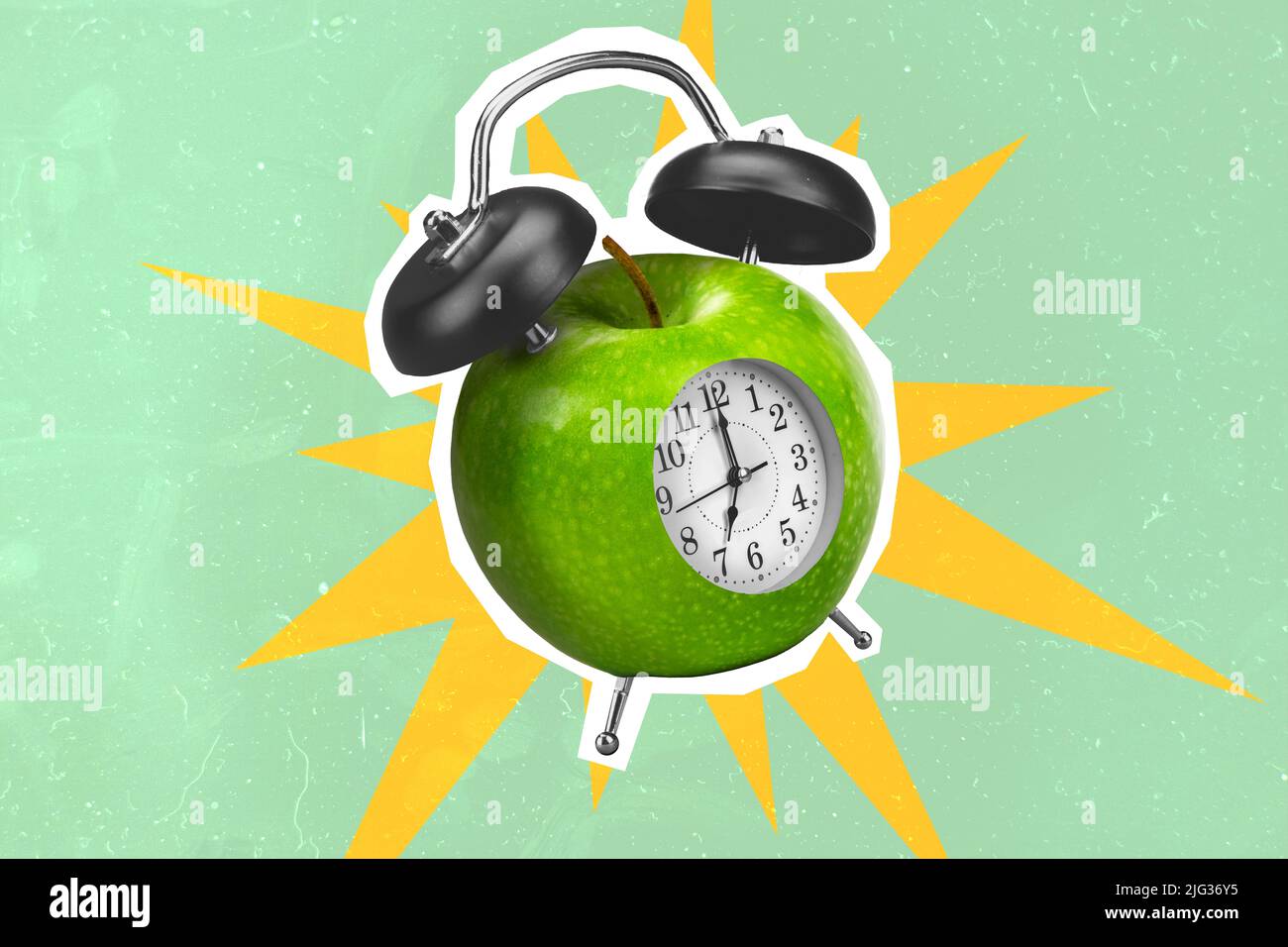 Photo artwork minimal picture of fruit bell ringing waking up isolated ...