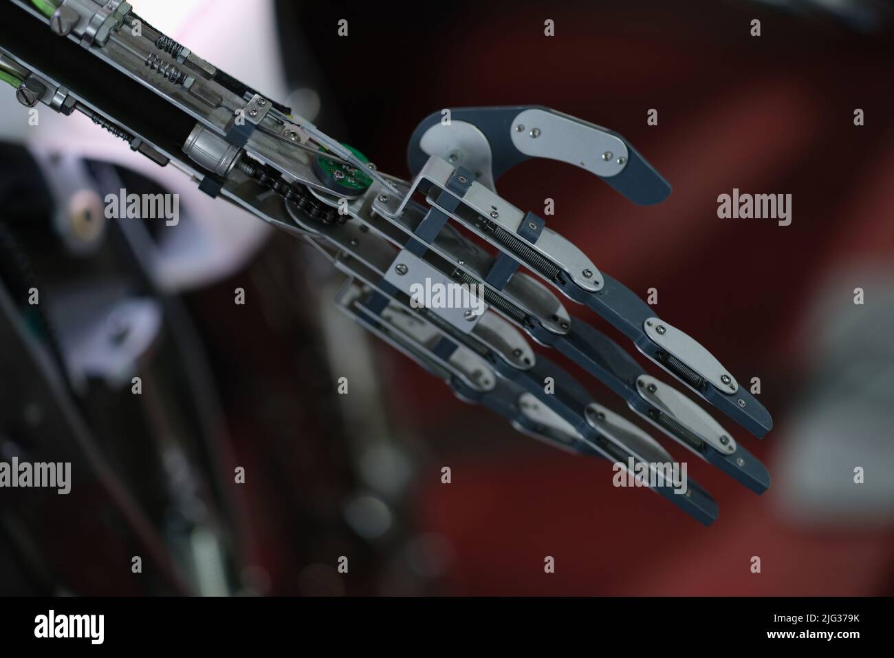 Future technologies in black prosthetic arm robot Stock Photo - Alamy