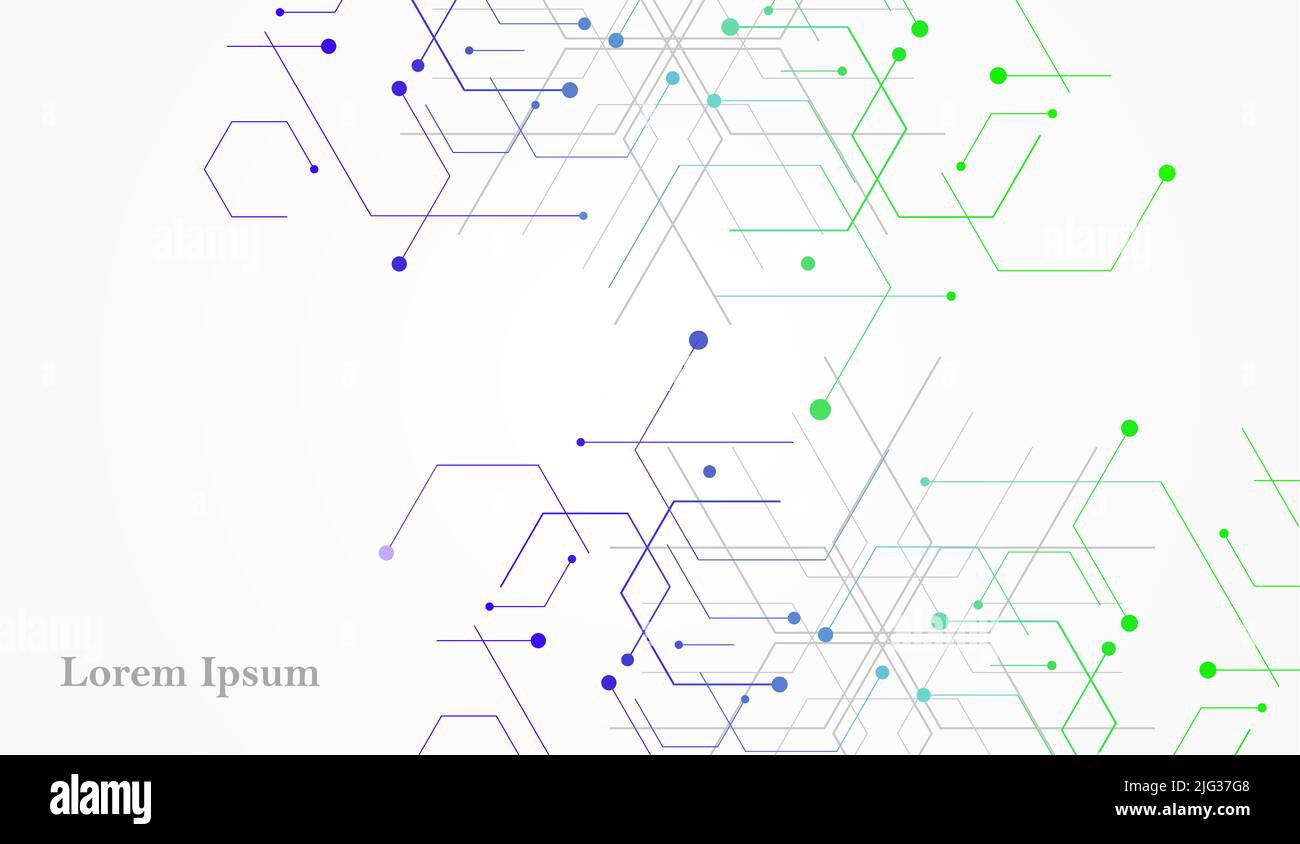 abstract blue green hexagon, network or electric image, geometric ...