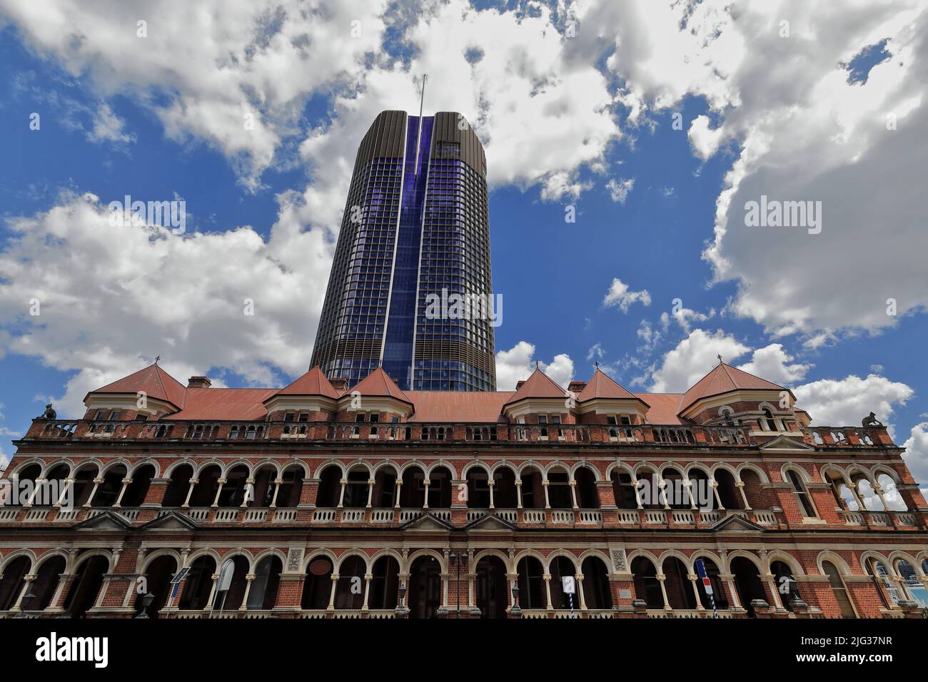 044 The 1889 built The Mansions heritage building backed by a State ...