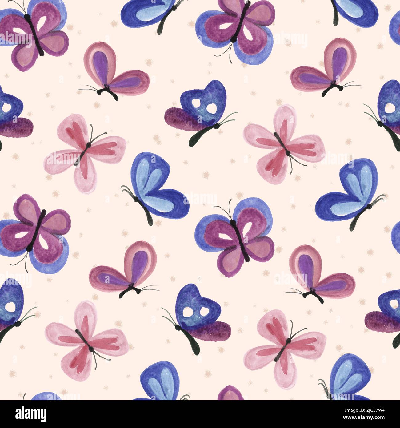 Hand Painted Watercolour butterflies seamless pattern for kids ...