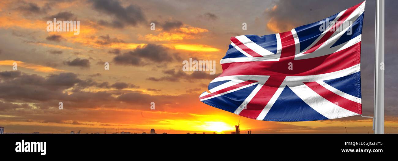 Waving the flag of the United Kingdom. Illustration of a European ...