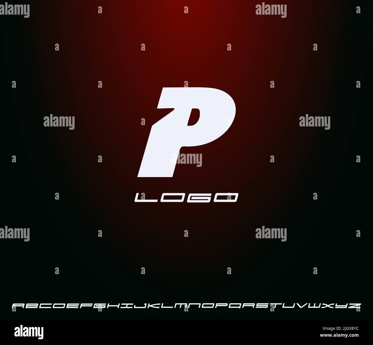 Logo of bold italic letter P, heavy monogram, first letter of name ...