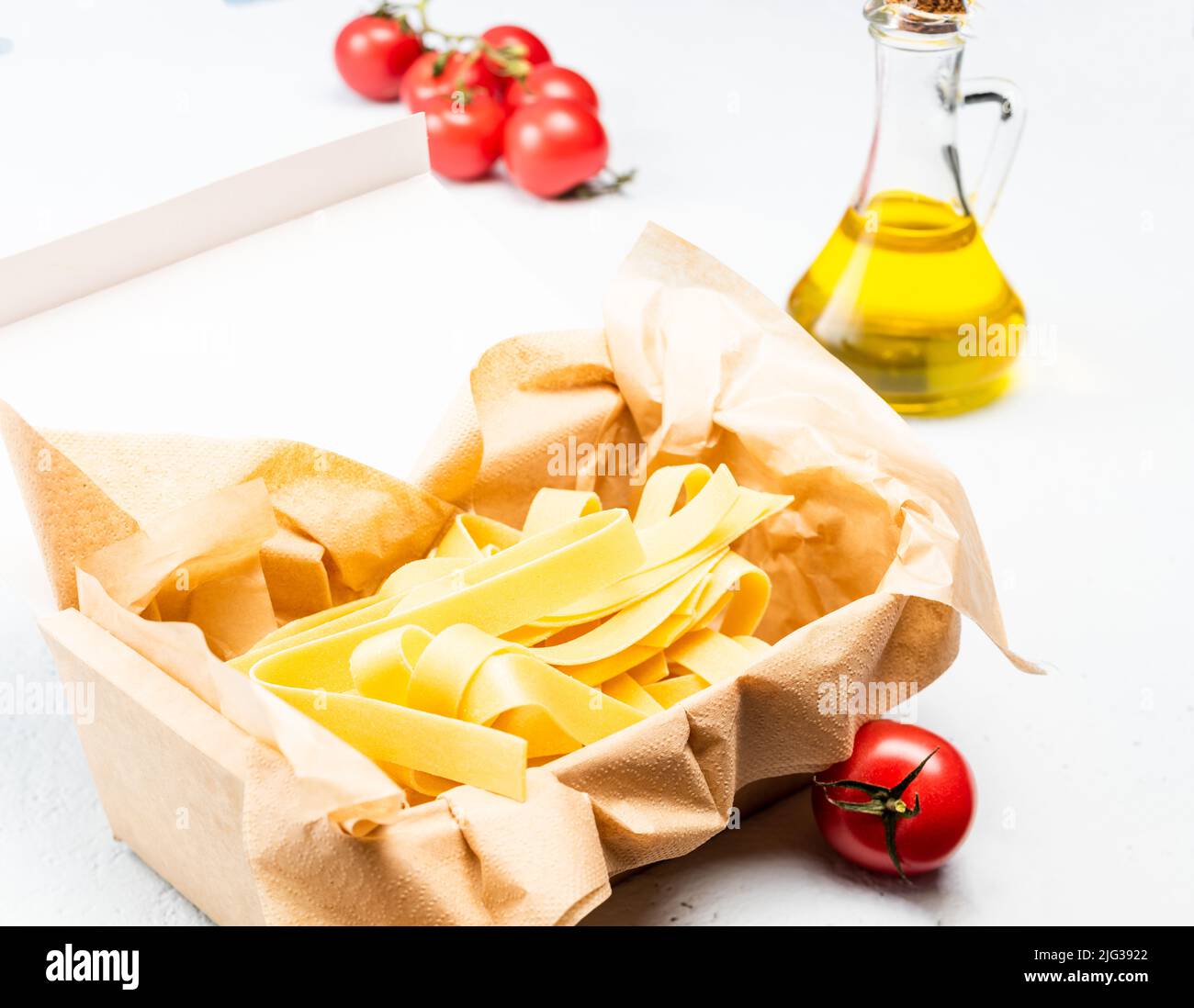 Homemade pasta in box Stock Photo - Alamy