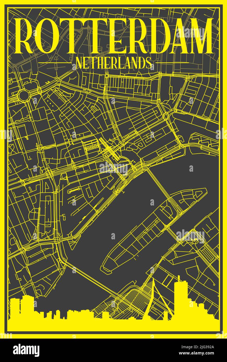Rotterdam city skyline illustration hi-res stock photography and images ...