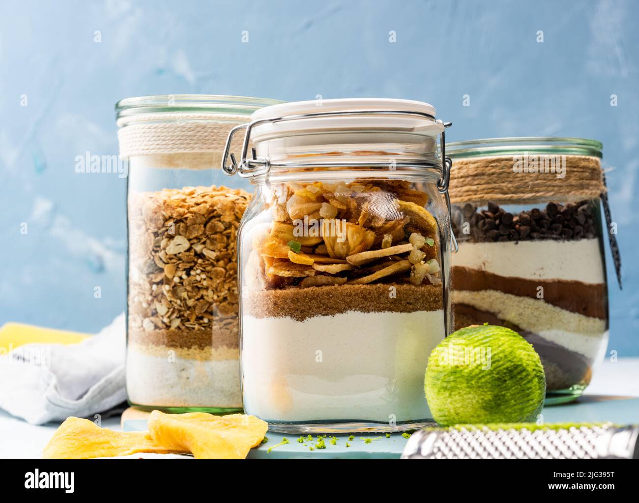 Homemade food in jars, food background Stock Photo - Alamy