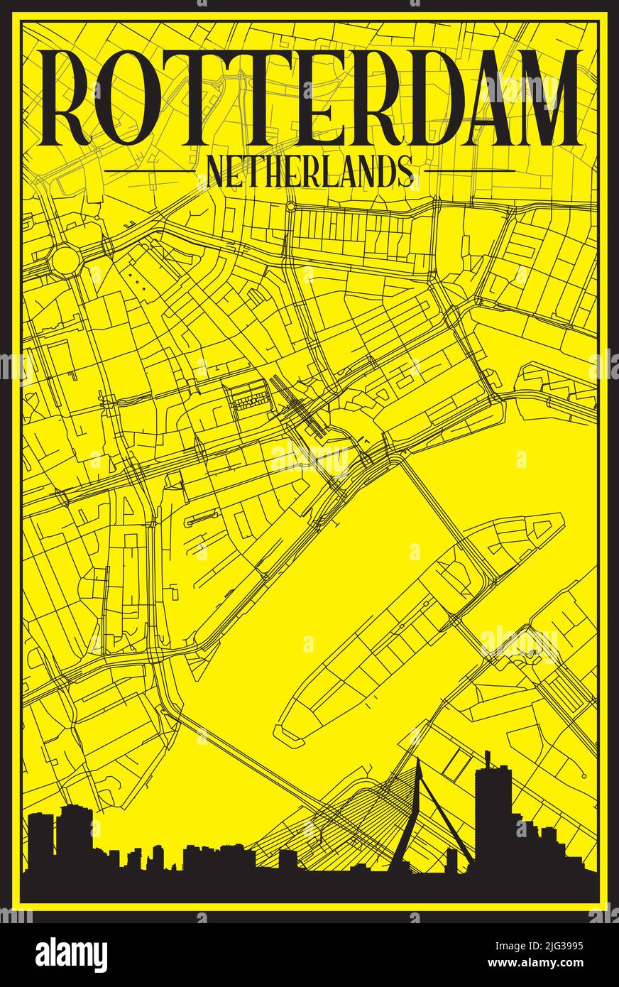 Rotterdam city skyline illustration hi-res stock photography and images ...