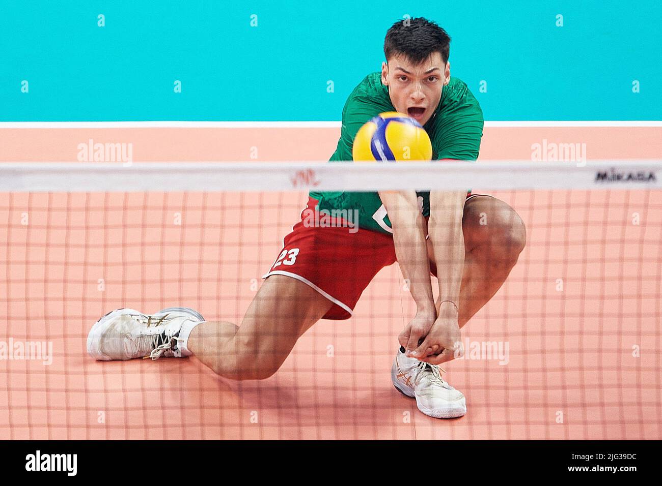 Aleksandar Nikolov from Bulgaria in action during the 2022 men's FIVB ...