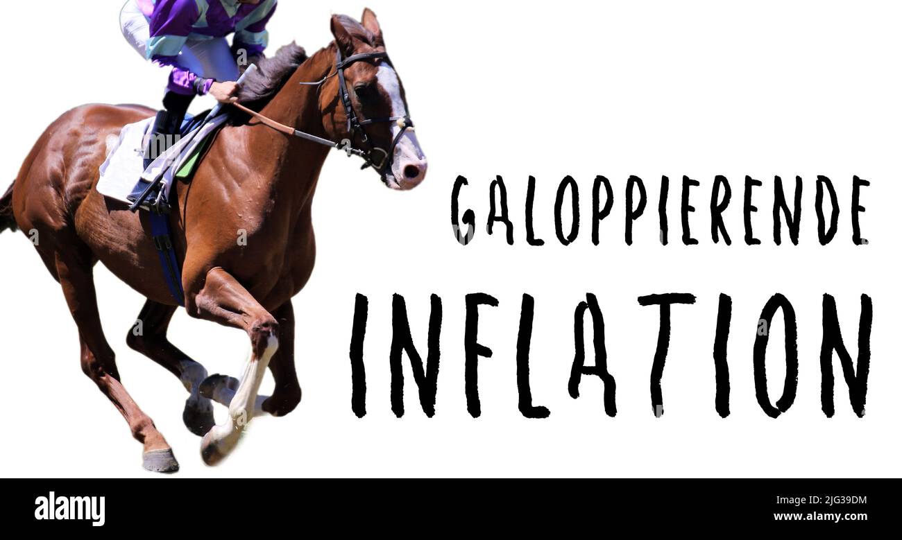 Symbolic image (galloping) inflation: English thoroughbred galloping ...