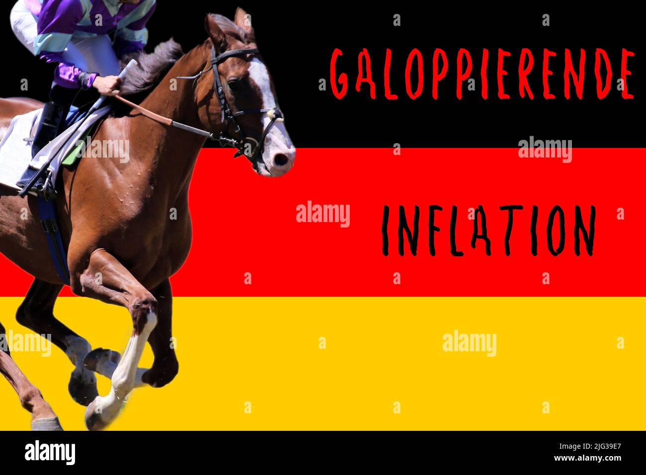 Symbolic image (galloping) inflation: English thoroughbred galloping ...