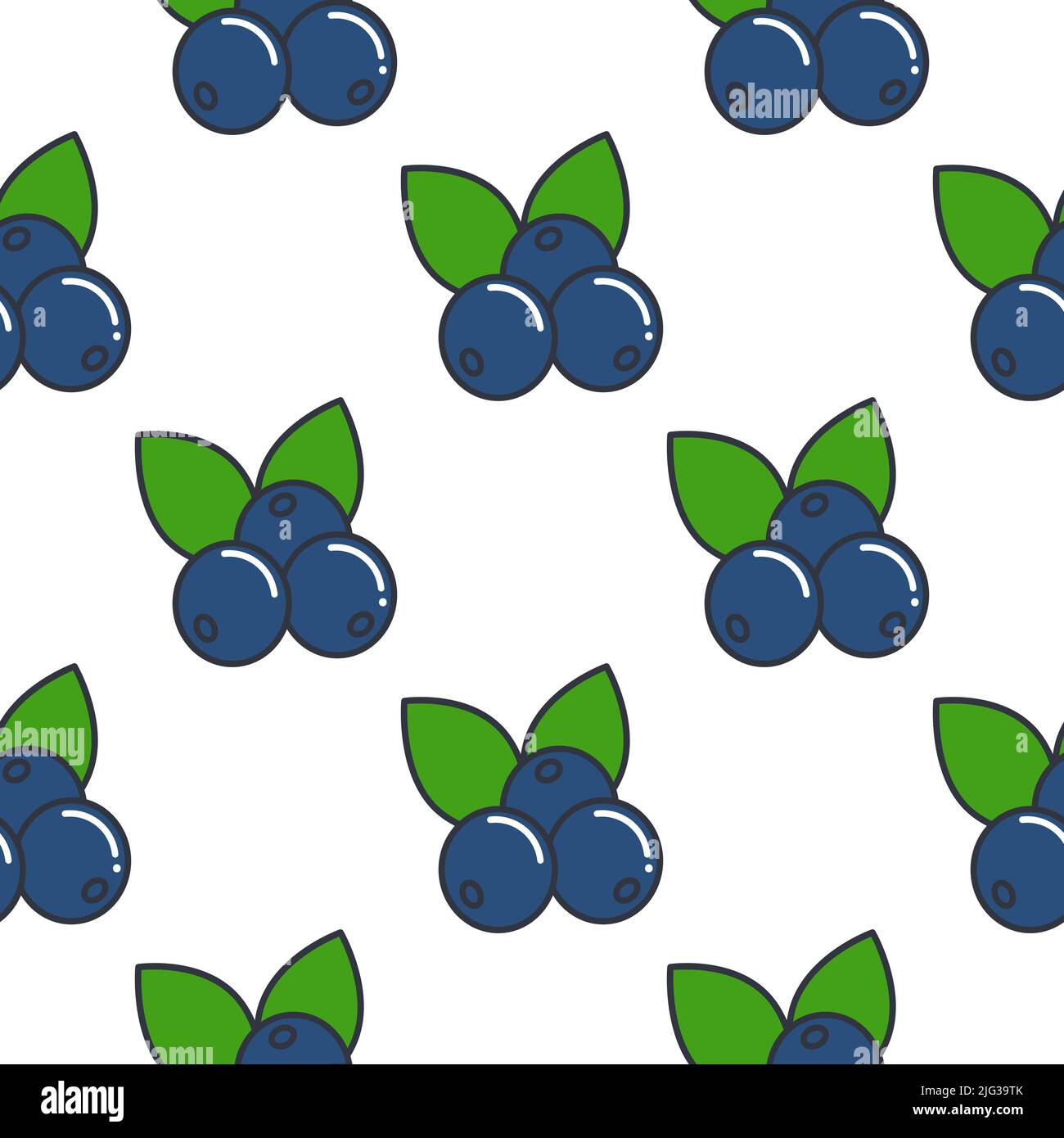 Blueberry with leaves seamless pattern vector illustration. Natural ...