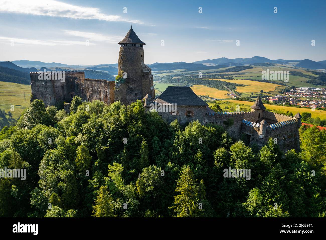 Medieval castle Stara Lubovna in SLovakia, Drone View Stock Photo - Alamy