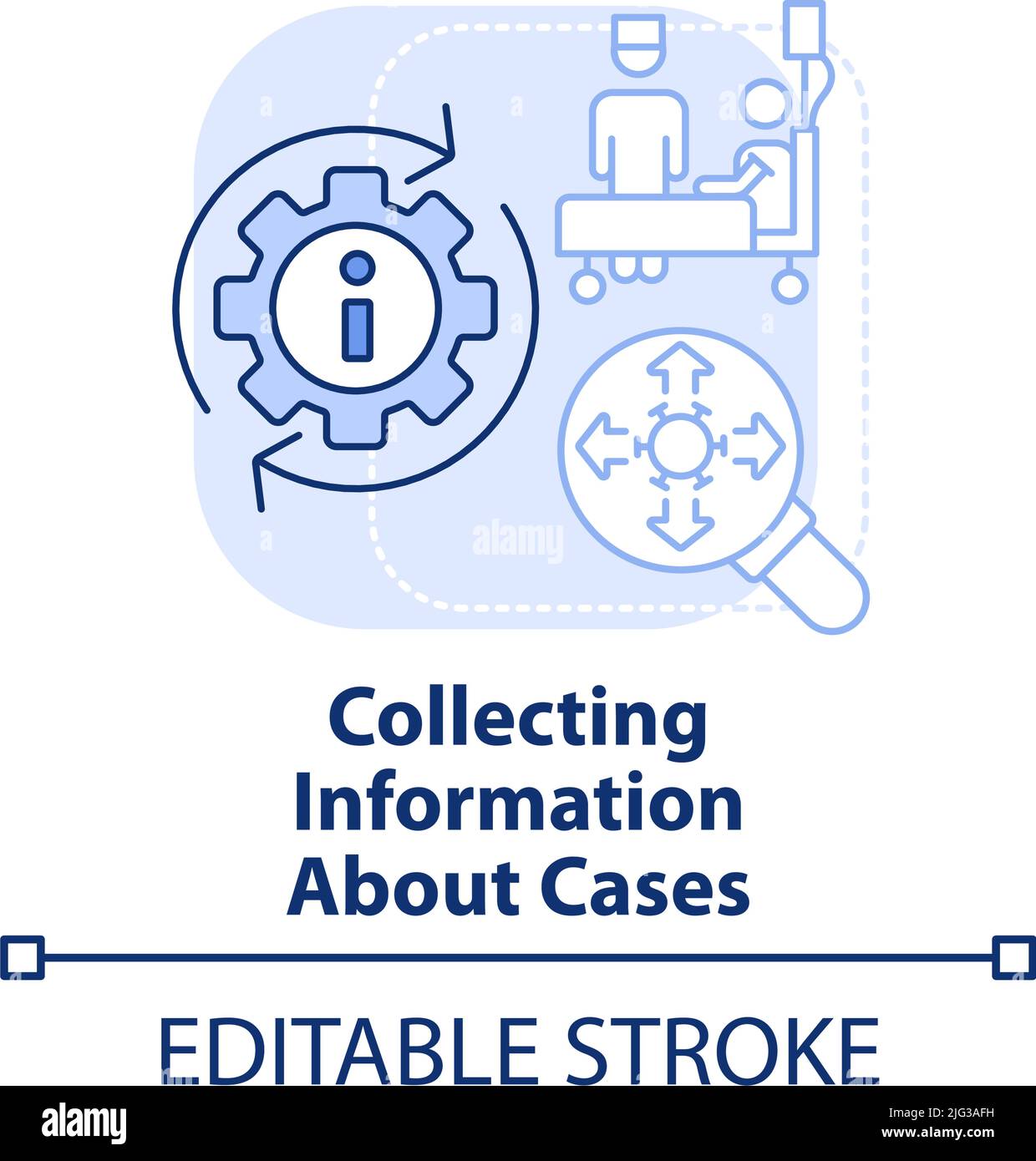Collecting information about cases light blue concept icon Stock Vector ...