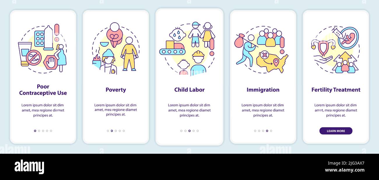 Causes Of Overpopulation Onboarding Mobile App Screen Stock Vector Image And Art Alamy