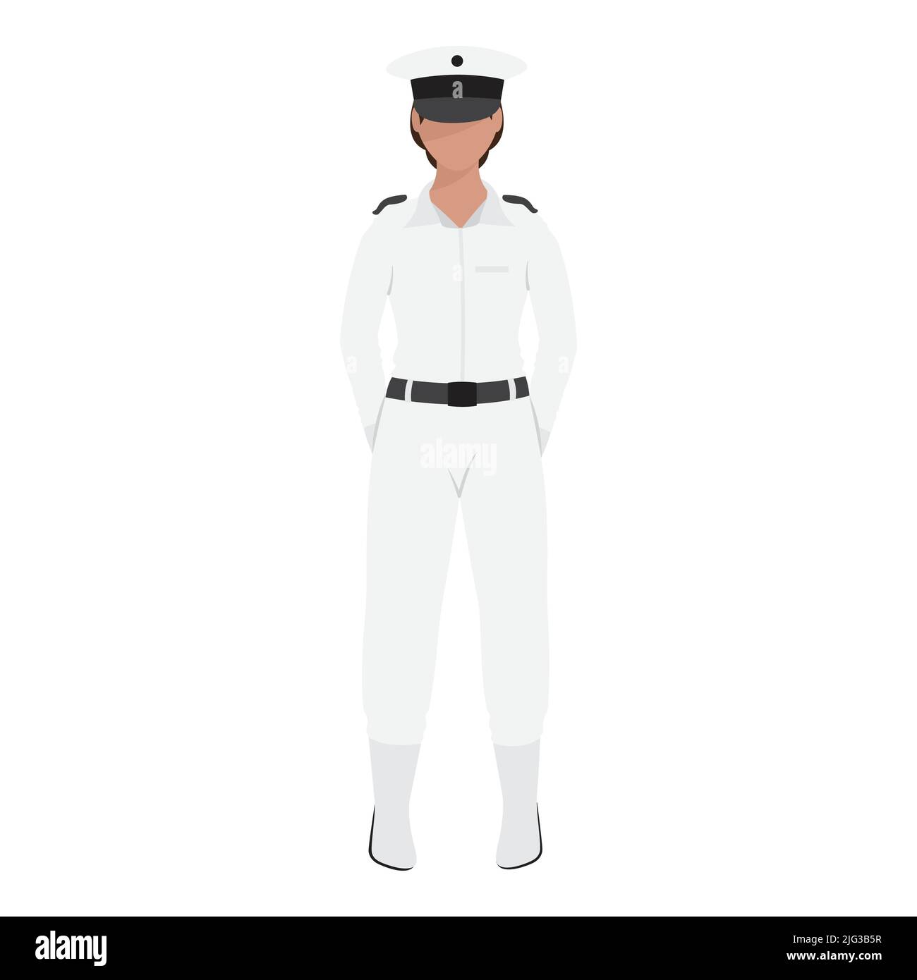 Faceless Navy Female Officer Standing On White Background Stock Vector ...