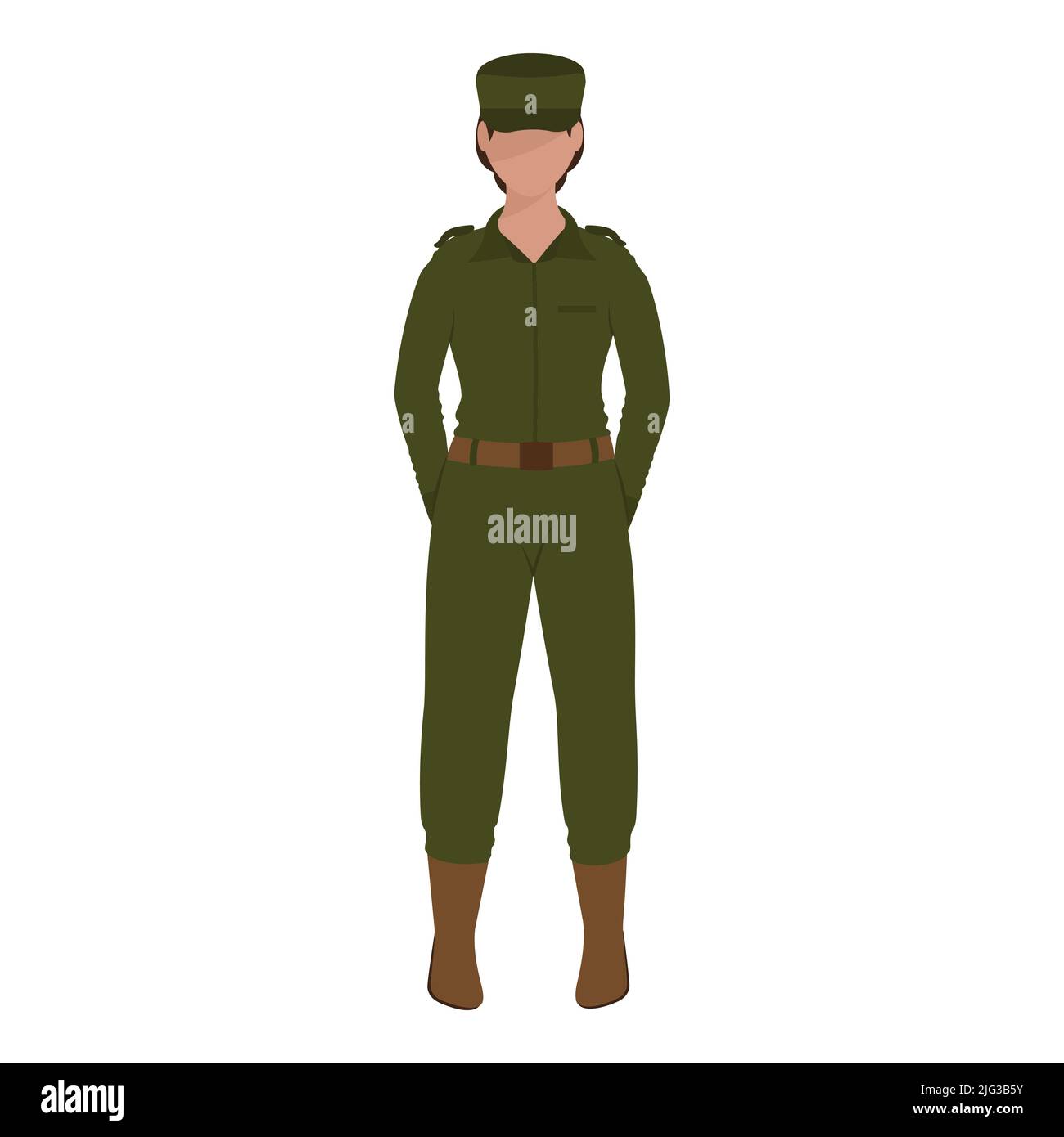 Faceless Female Police Officer Standing Against White Background Stock ...