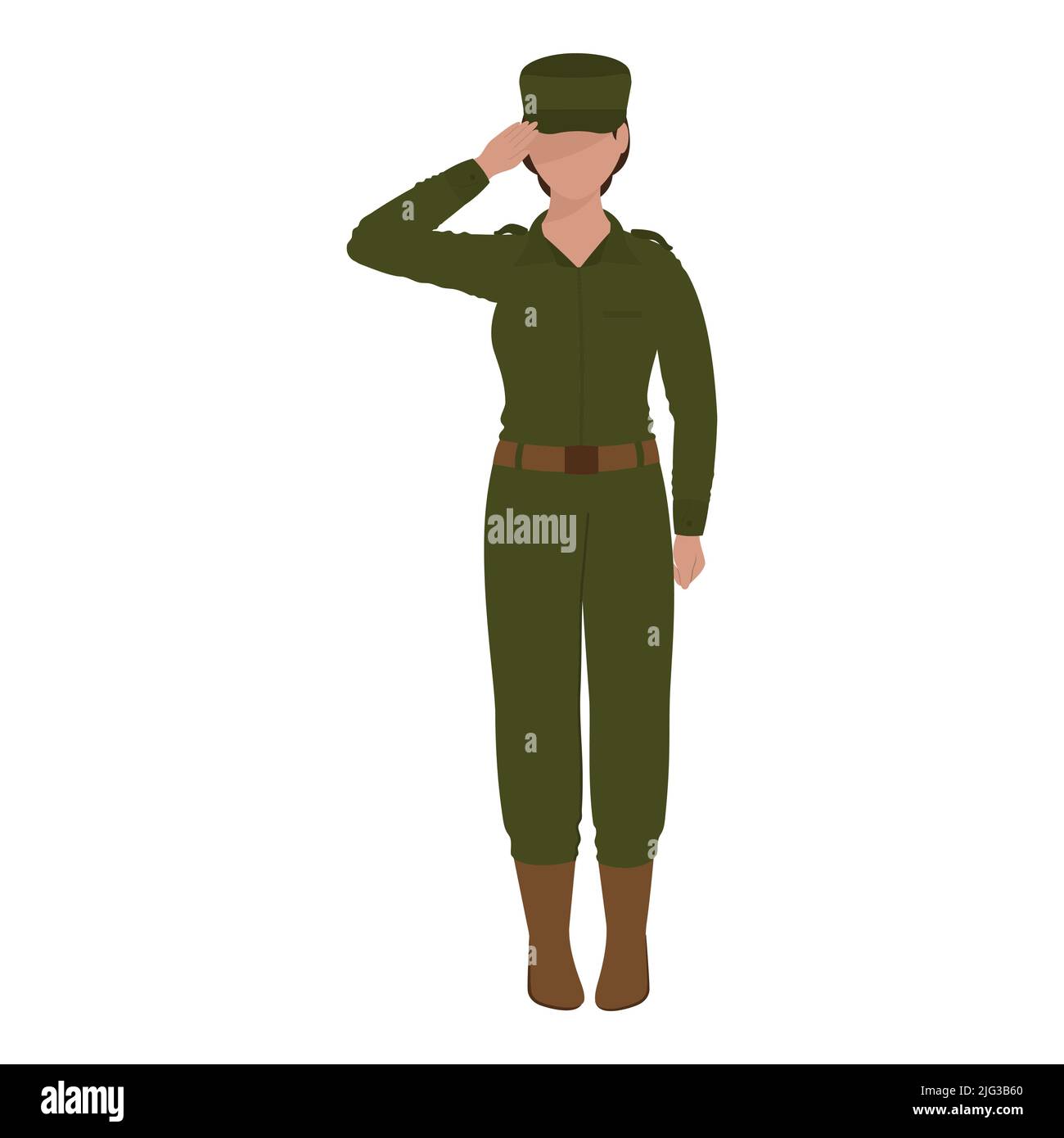 Faceless Female Police Officer Saluting Against White Background Stock ...