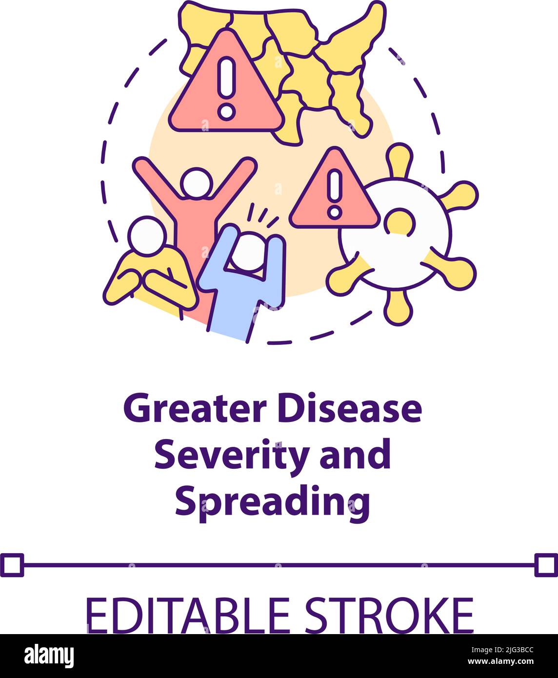 Greater disease severity and spreading concept icon Stock Vector Image ...