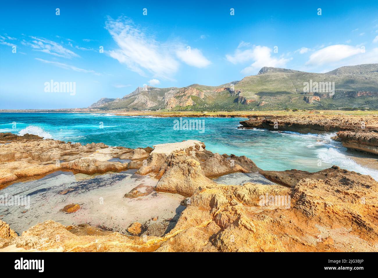 Amazing seascape of Isolidda Beach near San Vito cape. Popular travel ...