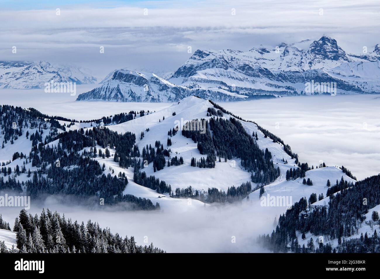 Rigi Kulm, Switzerland - 02 10 2021: Snowy mountains above the cloud ...