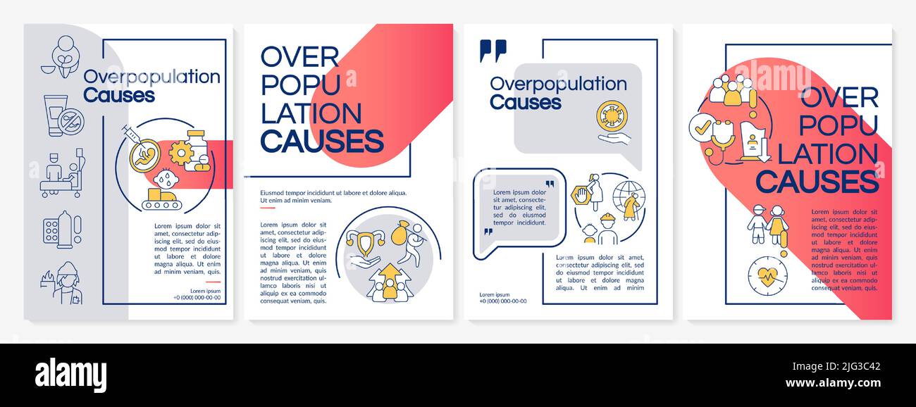 Overpopulation causes red and grey brochure template Stock Vector Image ...