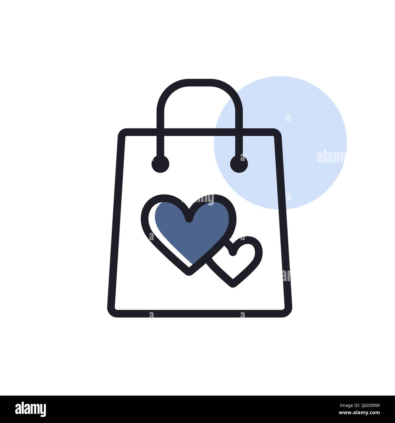 Gist bag with heart isolated vector icon. Graph symbol for retail web ...