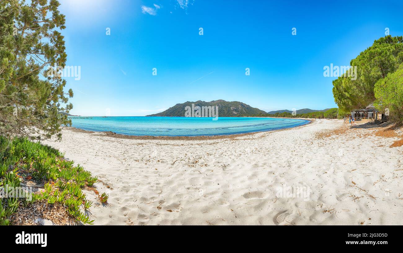 Marvelous view of beach of Santa Giulia resort. Picturesque seascape of ...