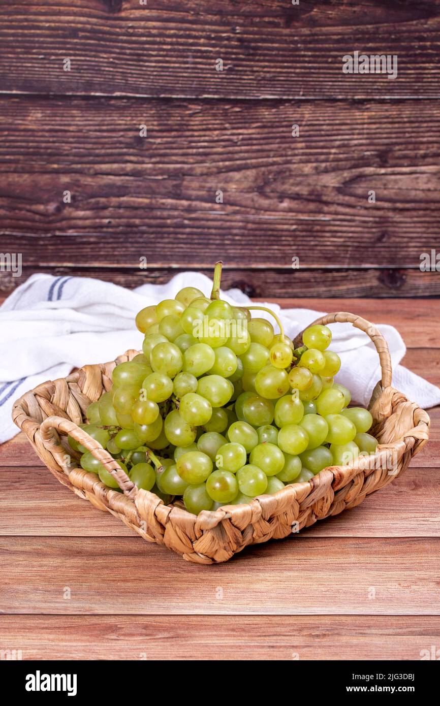 Grapes on basket close hi-res stock photography and images - Alamy