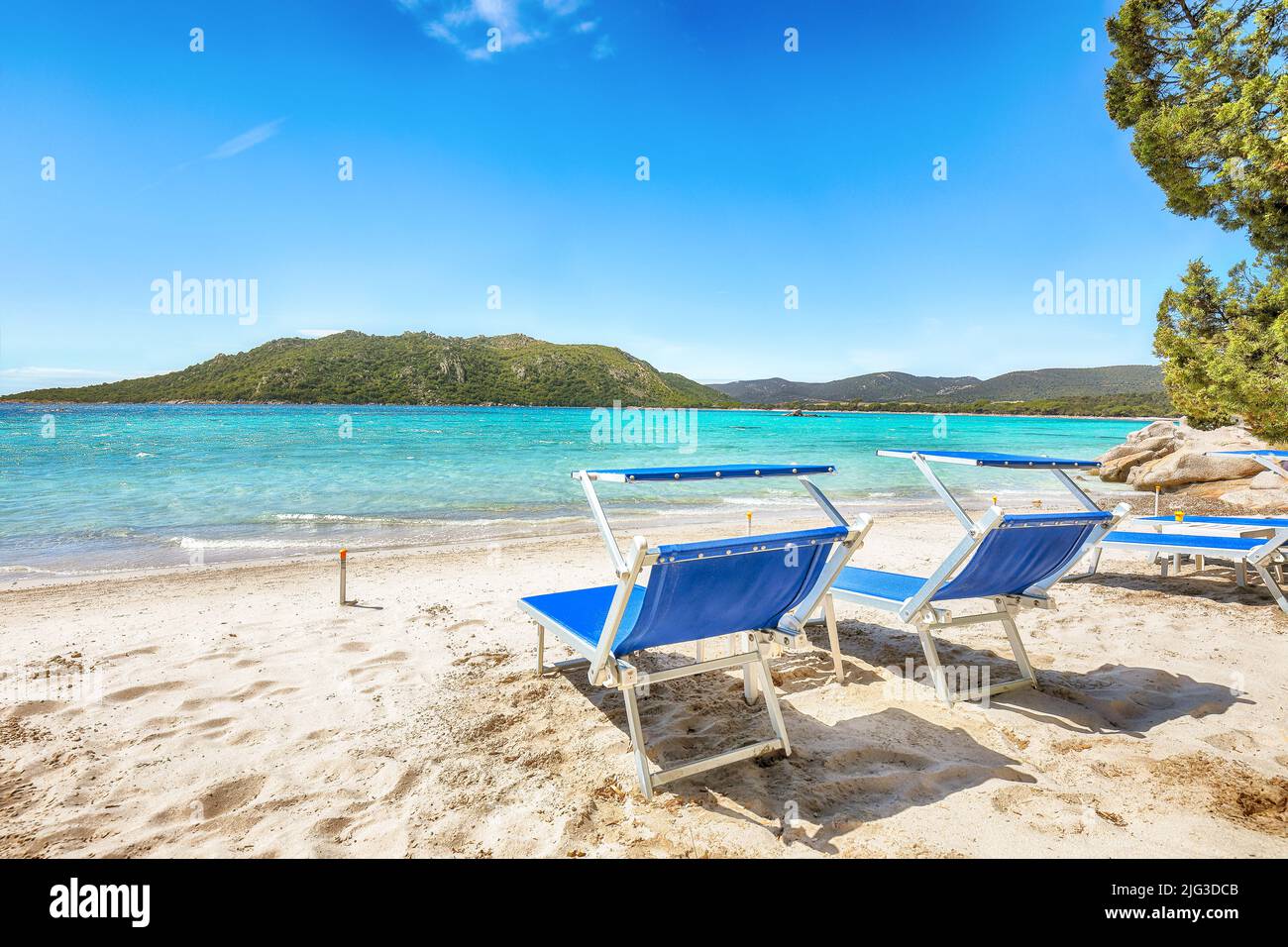 Fabulous view of beach of Santa Giulia resort. Picturesque seascape of ...