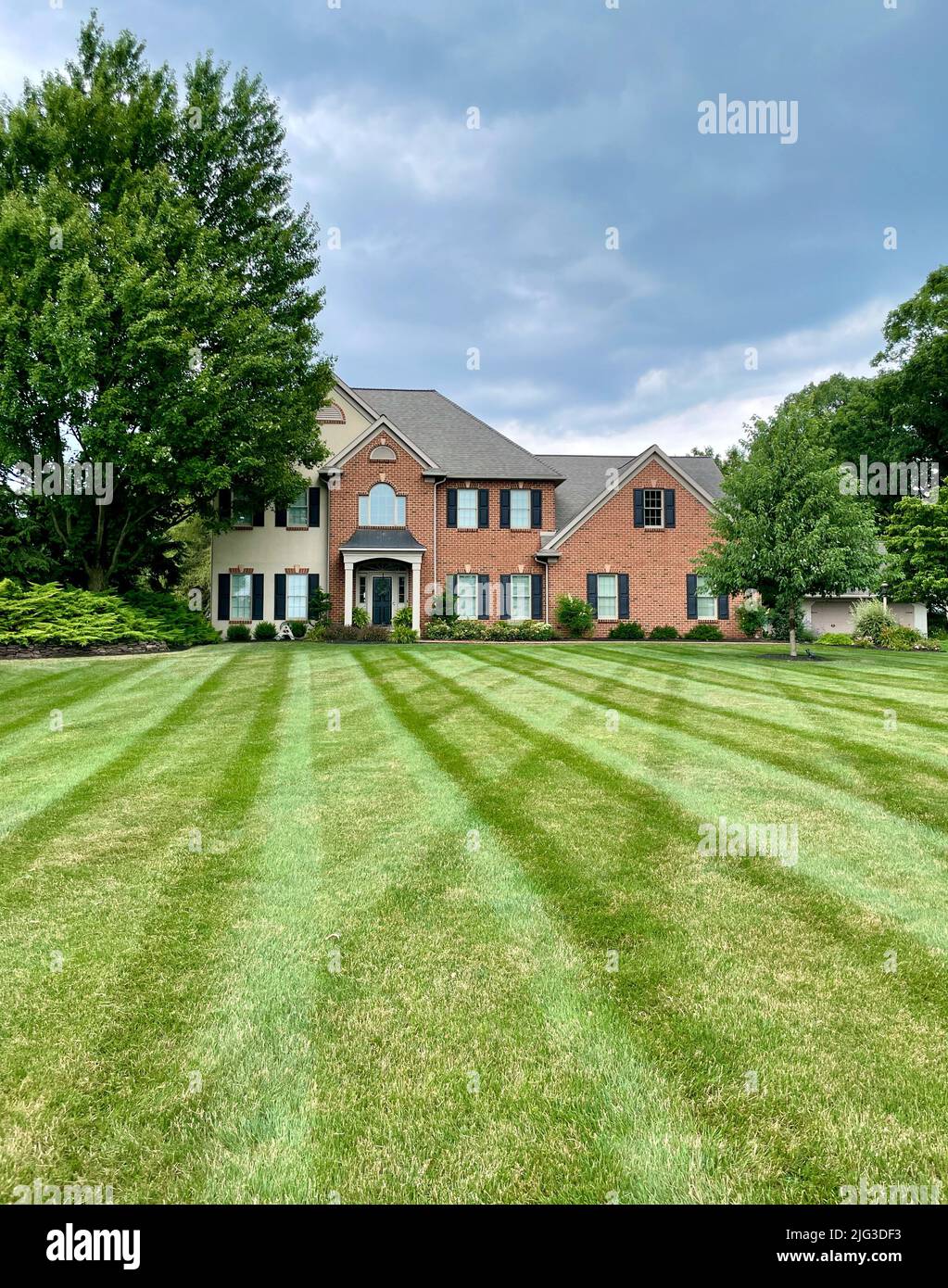 Lancaster, Pennsylvania - July 6, 2022: A nicely striped mown green ...