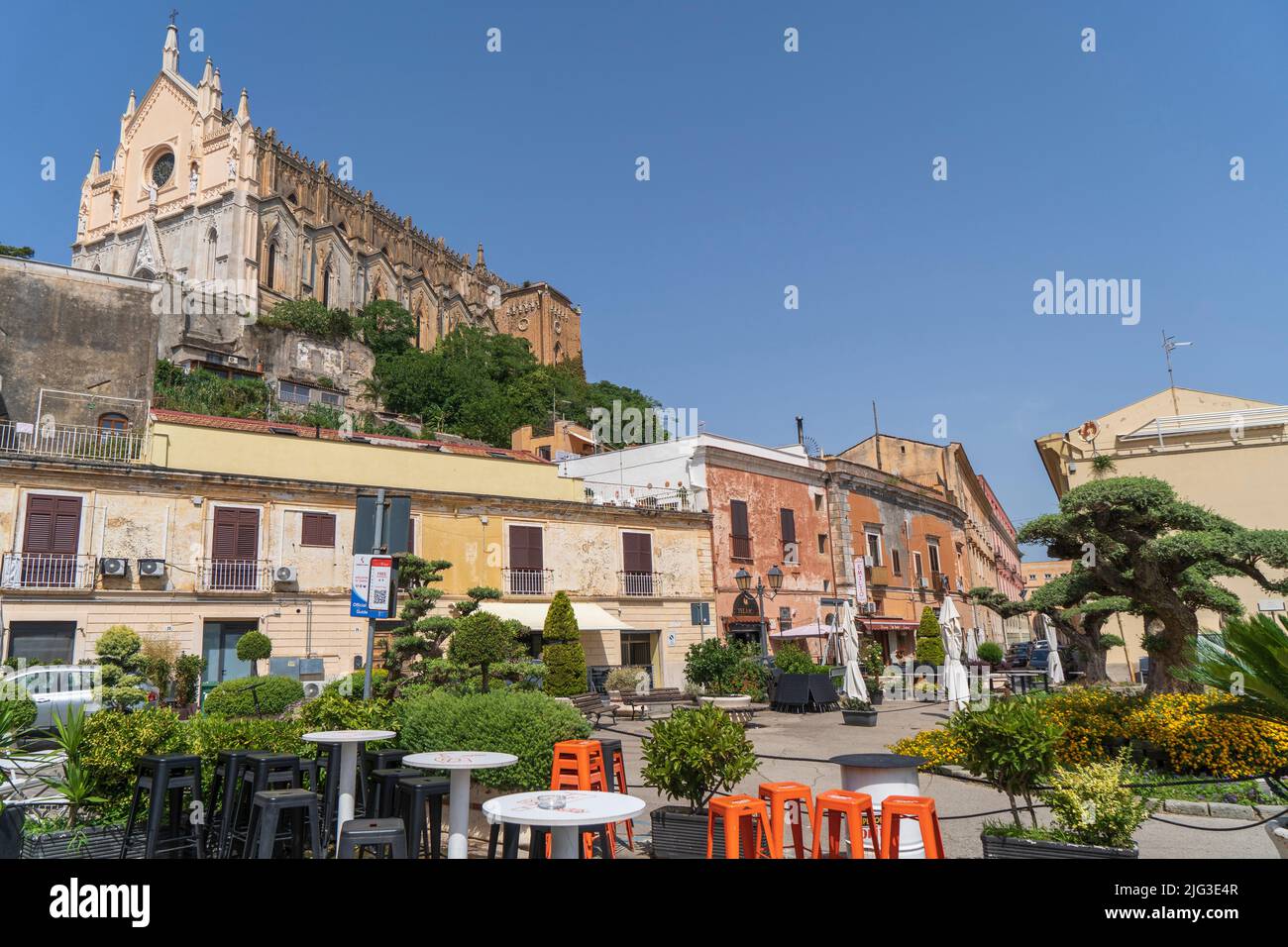 Piazza Bonelli square, View of the Temple of San Francesco d'Assisi ...