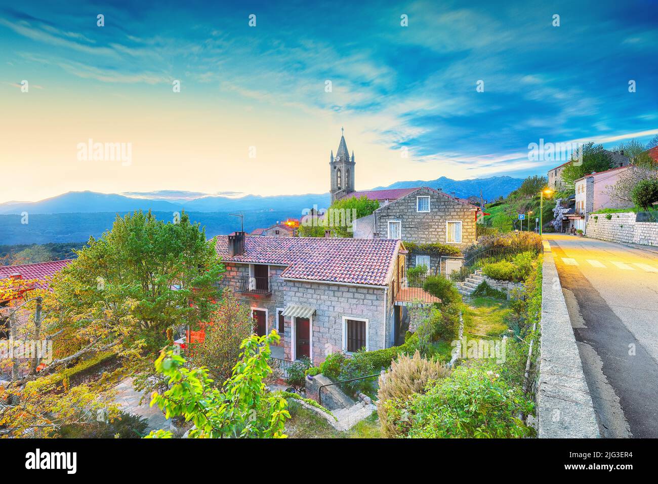 Majestic evening cityscape with Parish Church of the Assumption in ...