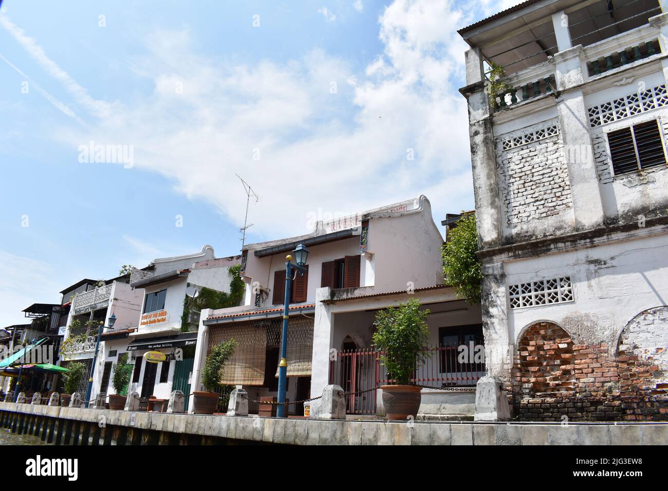 Buildings along Melaka river. Malacca. Malaysia Stock Photo - Alamy
