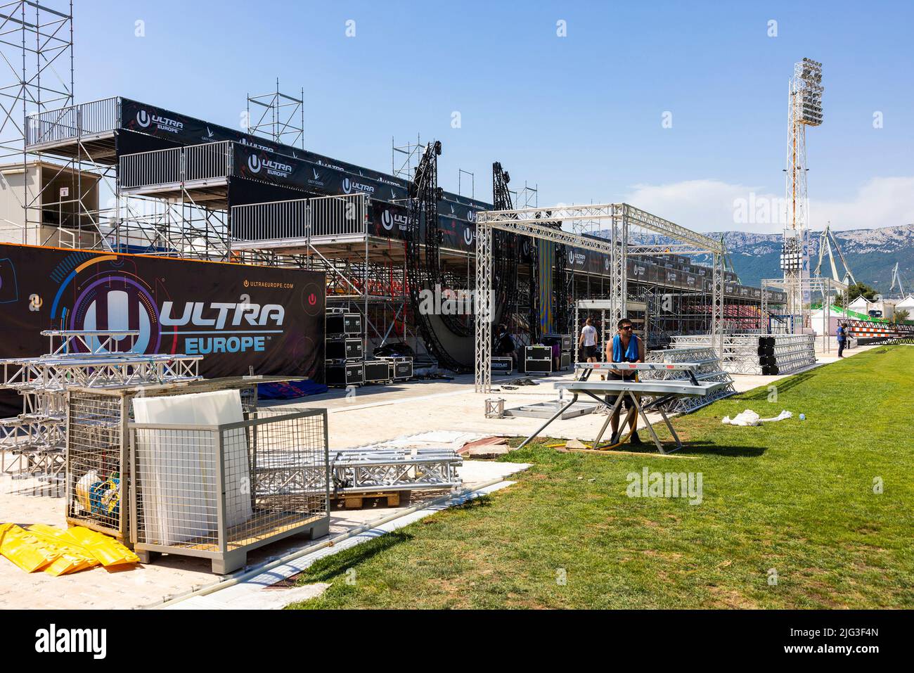 Preparations for the Ultra Europe Music Festival in park Mladezi in ...